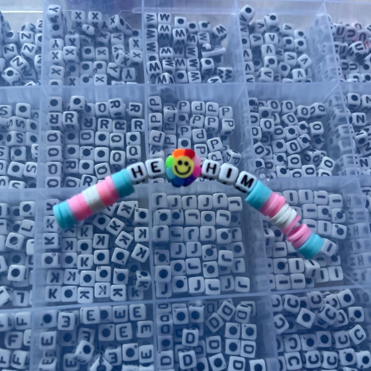 handmade pride pan kandi with lil dice
