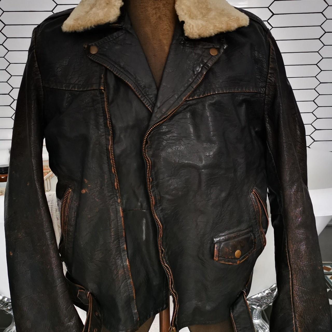 Edwin leather jacket with removable fur collar.... - Depop