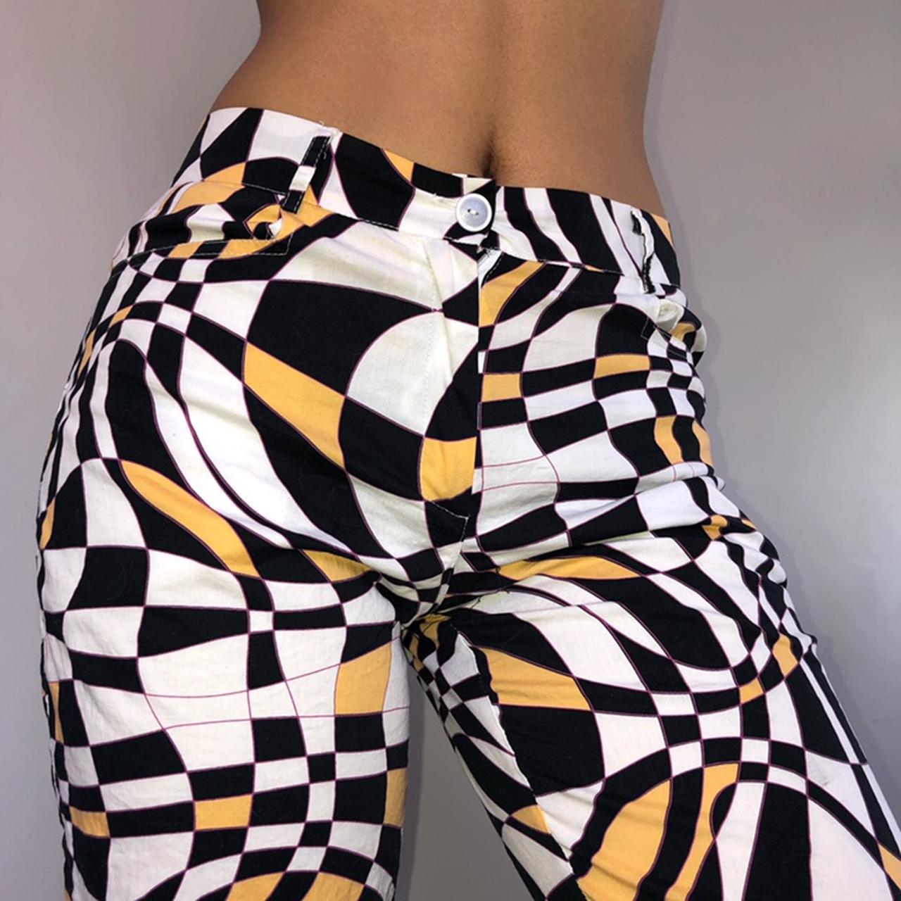 RARE! FUNKY crazy psychedelic illusion capris pants... - Depop