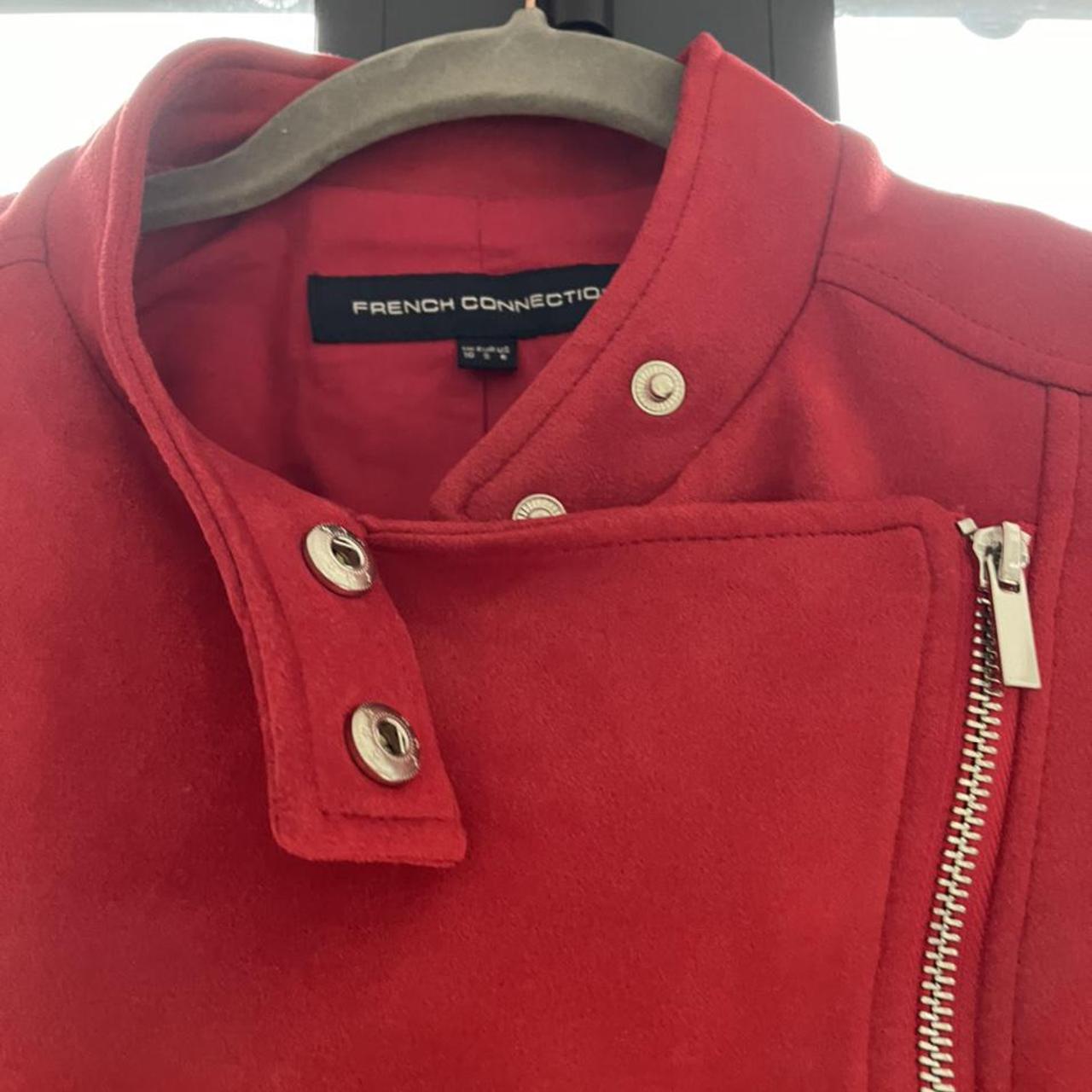 Red French Connection suede jacket. Wear shown in... - Depop