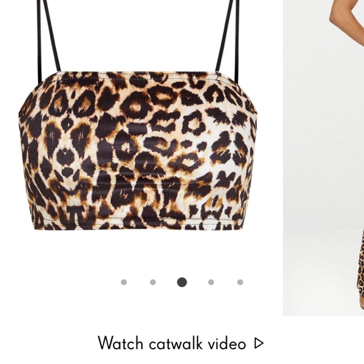 PRETTYLITTLETHING LEOPARD PRINT STRAPPY VELVET CROP... - Depop