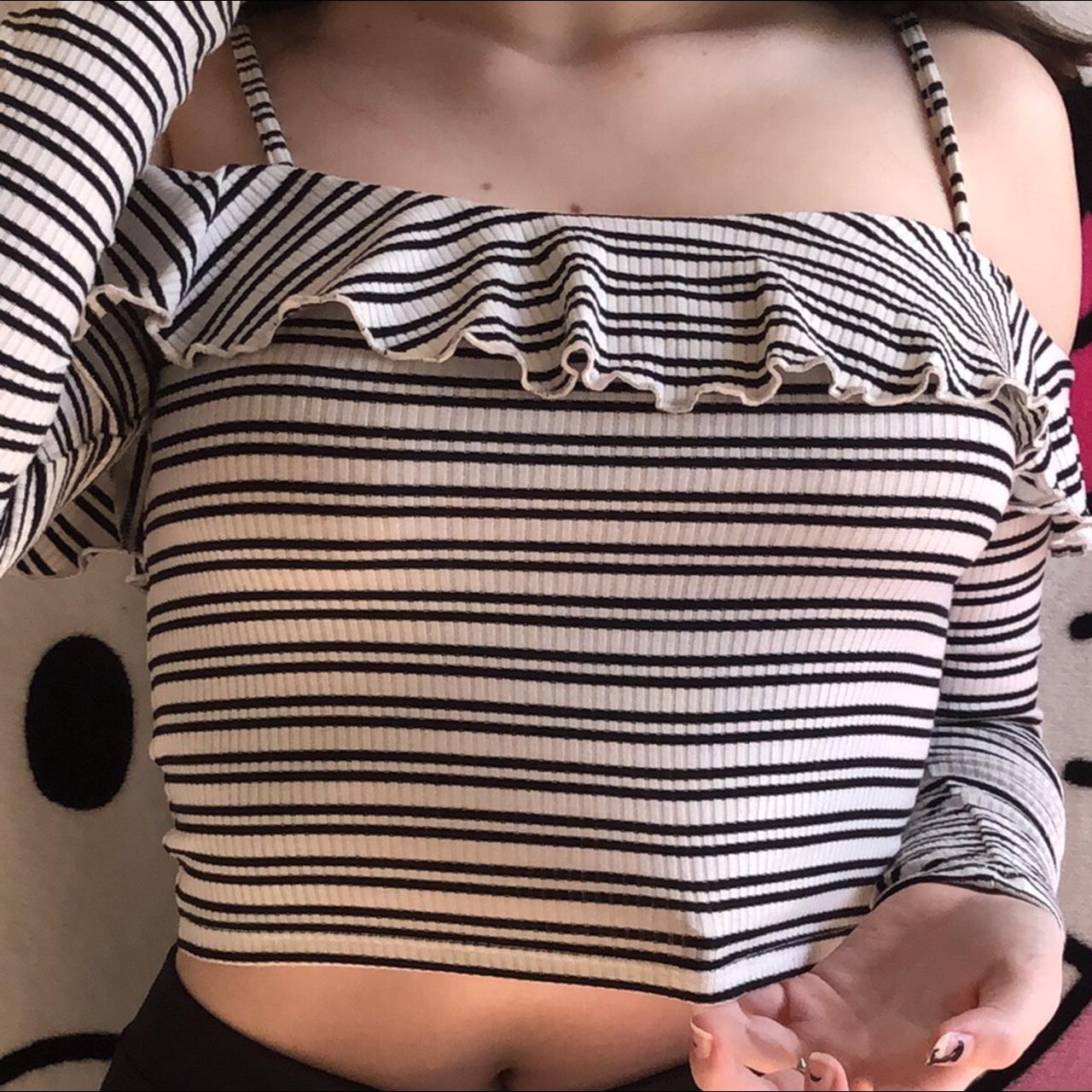 Super Cute Forever 21 Striped Off The Shoulder Crop Depop