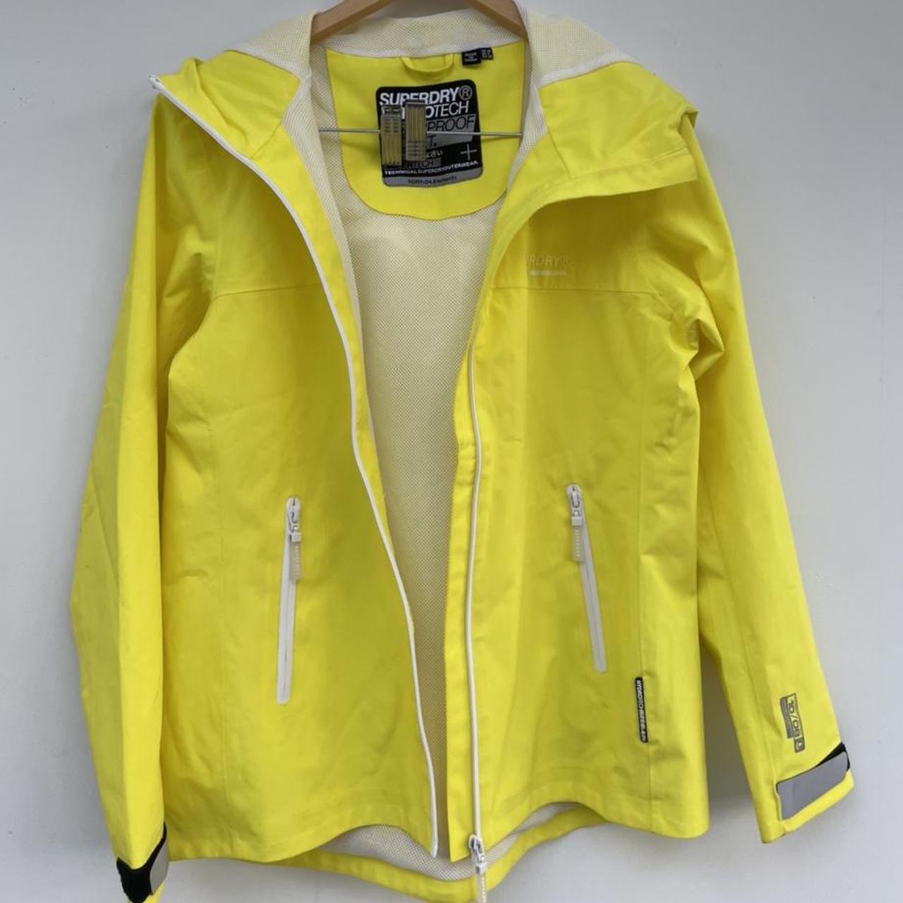 Neon yellow Superdry raincoat - size 10 - perfect... - Depop