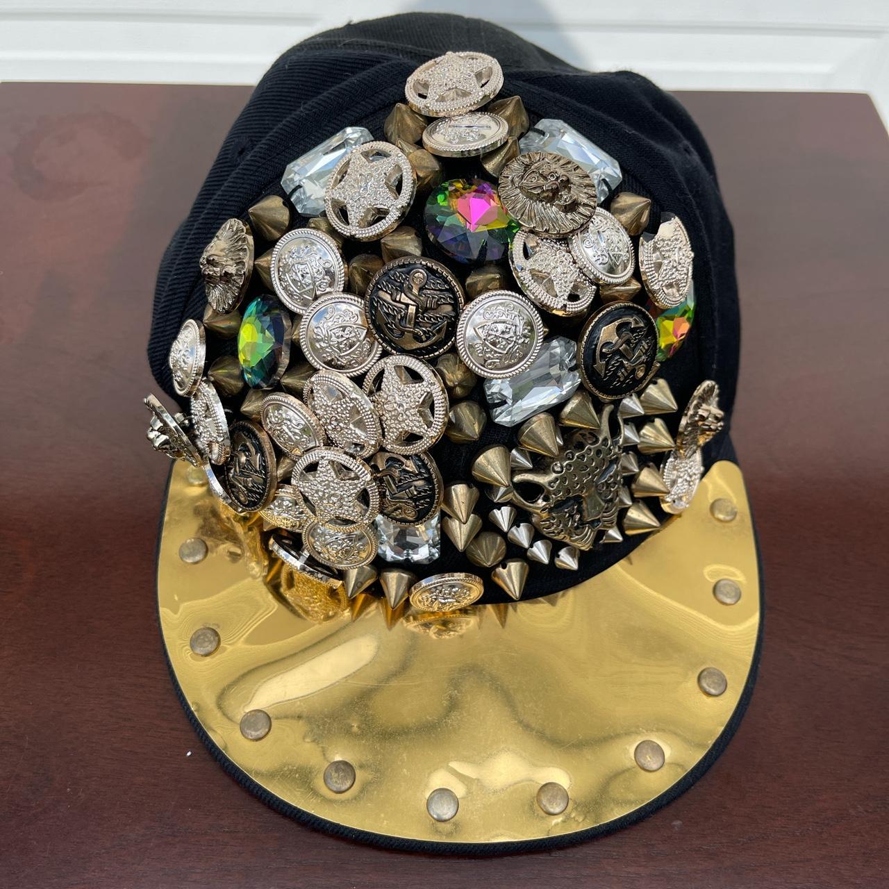 Metal Studded Hat! Unique hat with hand sewn metal... - Depop