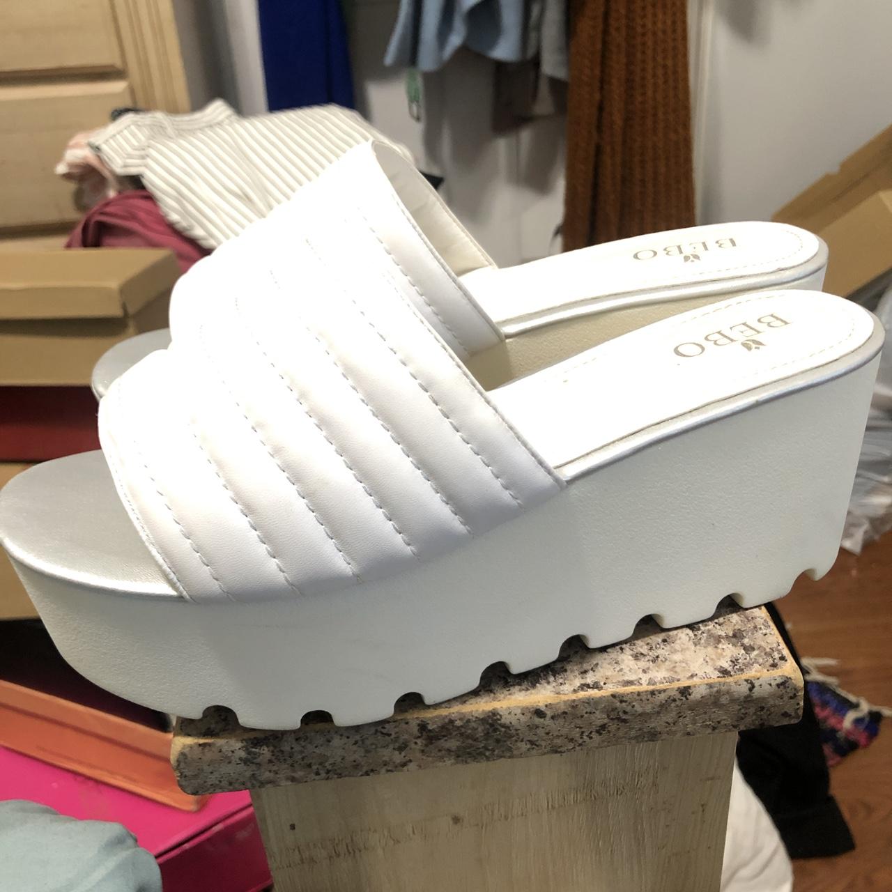 White platform slides. Worn once - Depop
