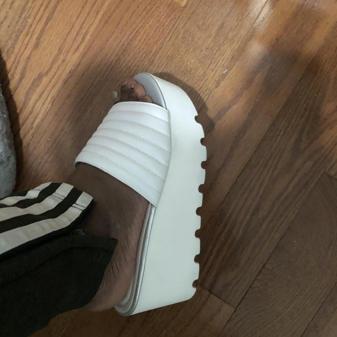 White platform slides. Worn once - Depop