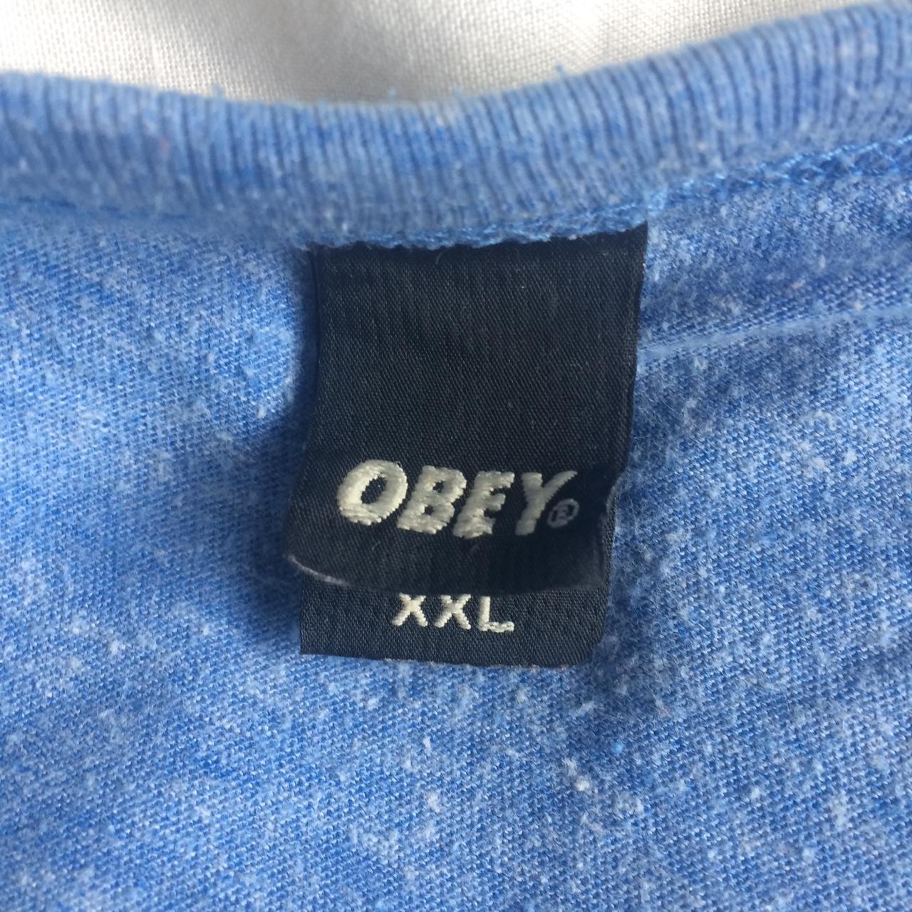 Vintage / Retro Obey T-Shirt. Washed out blue,... - Depop