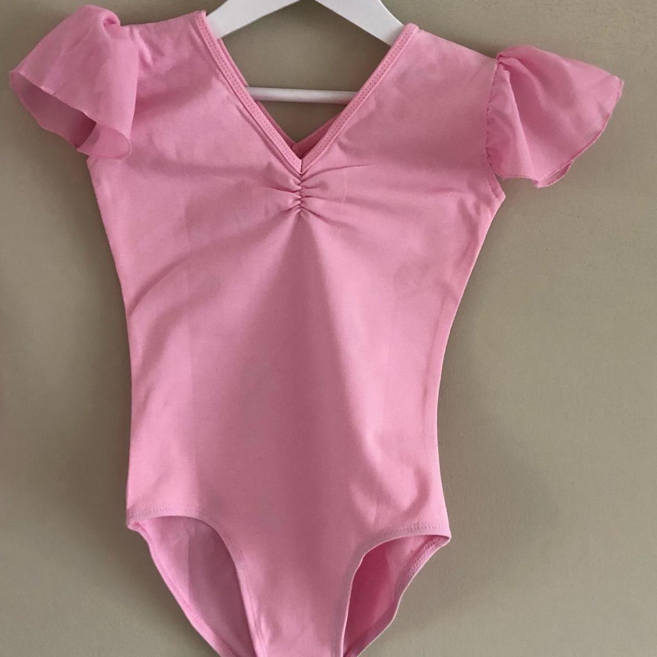 Girls Pink Leotard with Popper Fastener. Nylon... - Depop