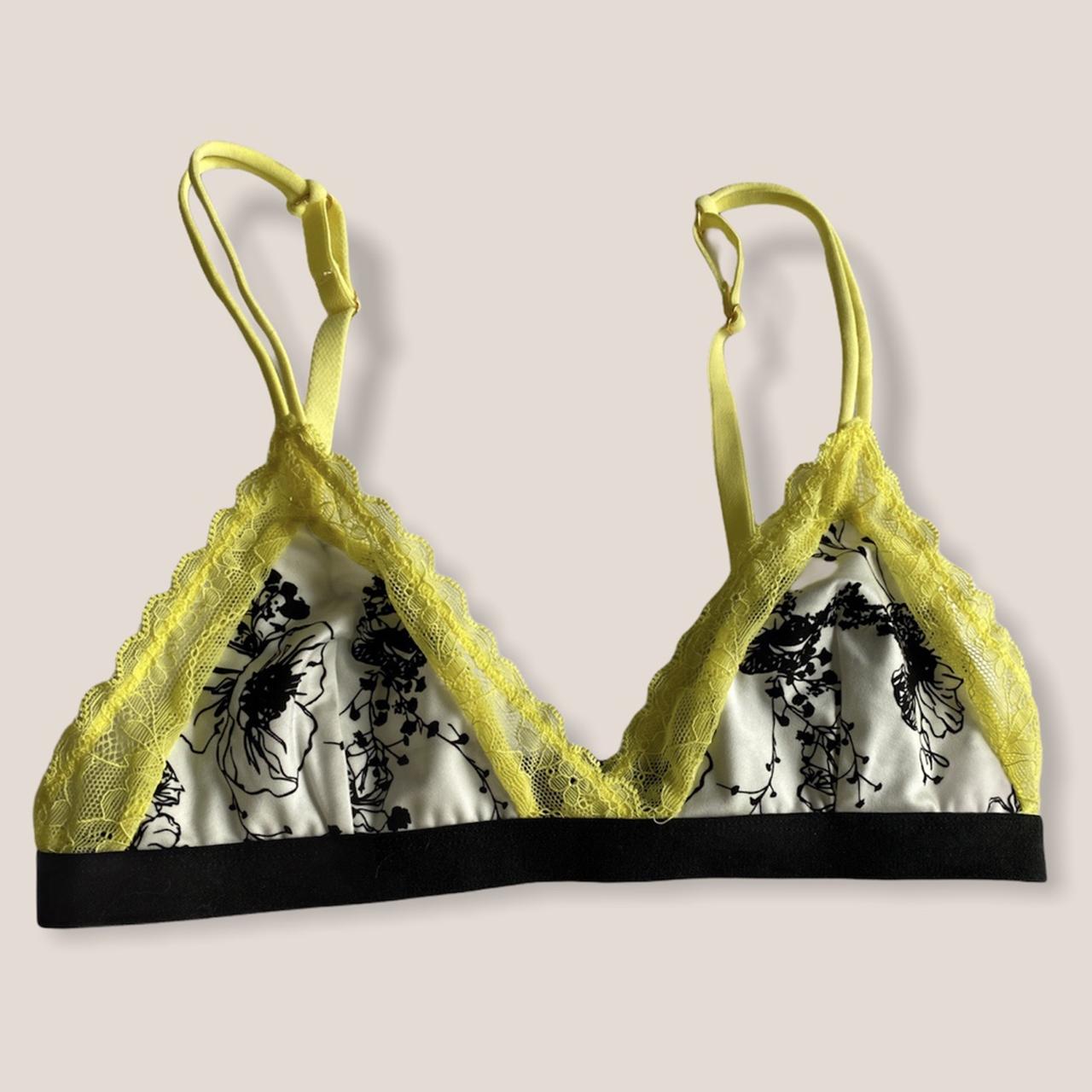 Sam Edelman Bralette 🌻 - black white and yellow lace... - Depop