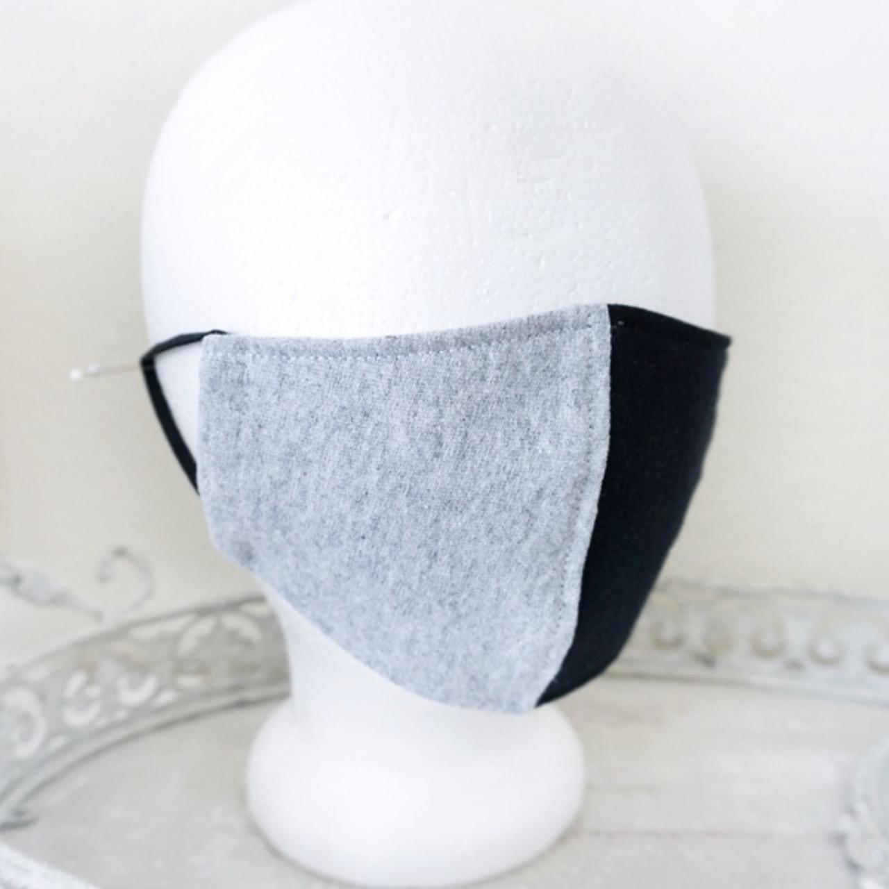 NEW handmade cotton two-tone face mask in gray and... - Depop