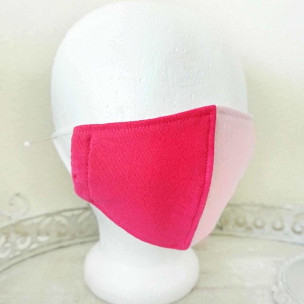 NEW handmade cotton two-tone face mask in dark pink... - Depop