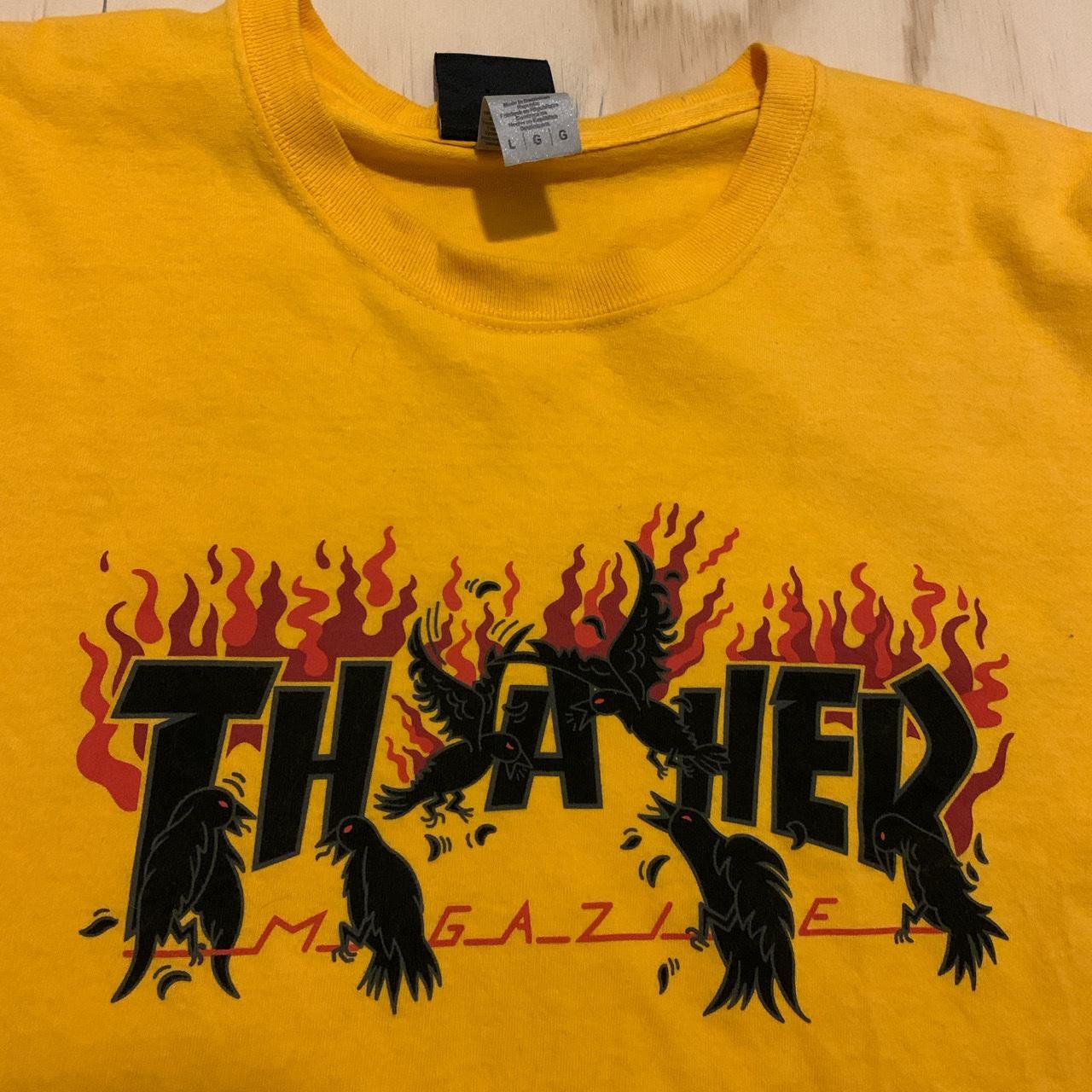 Thrasher Men's Yellow and Black Shirt | Depop