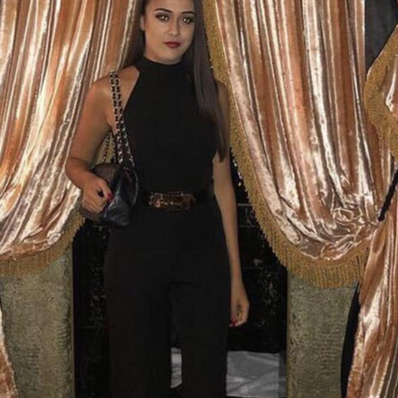 Stunning jumpsuit with a waterfall style back.... - Depop