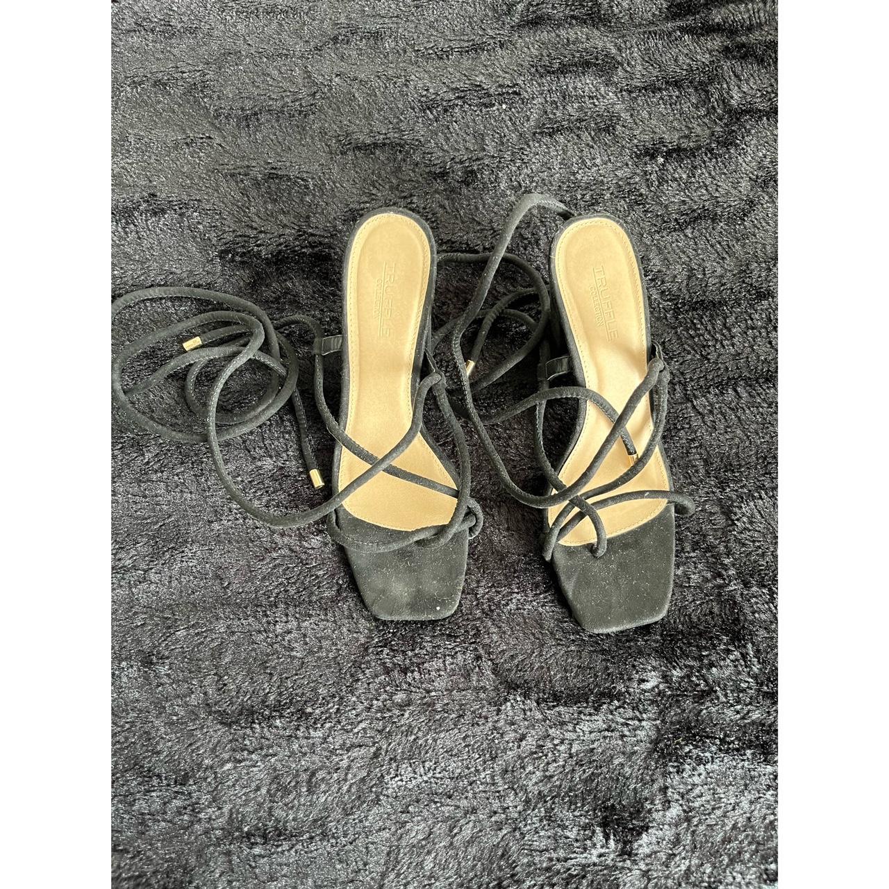 womens ladies super strappy truffle suede look black... - Depop