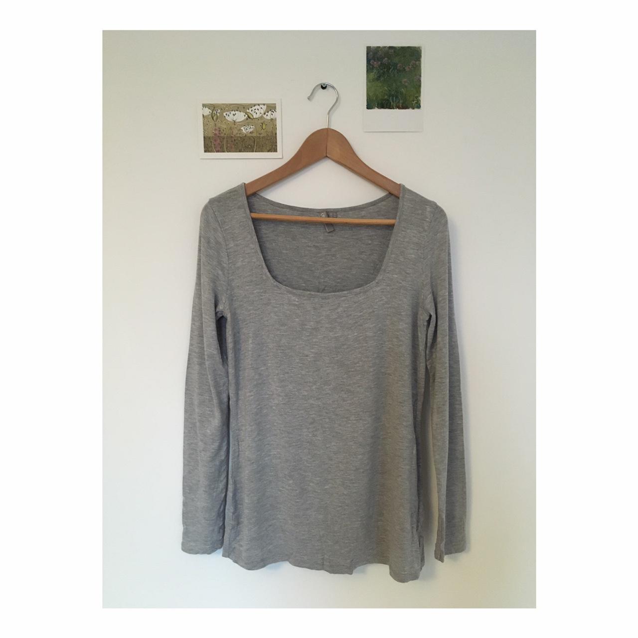 Low-cut square neck long grey top The neckline has... - Depop