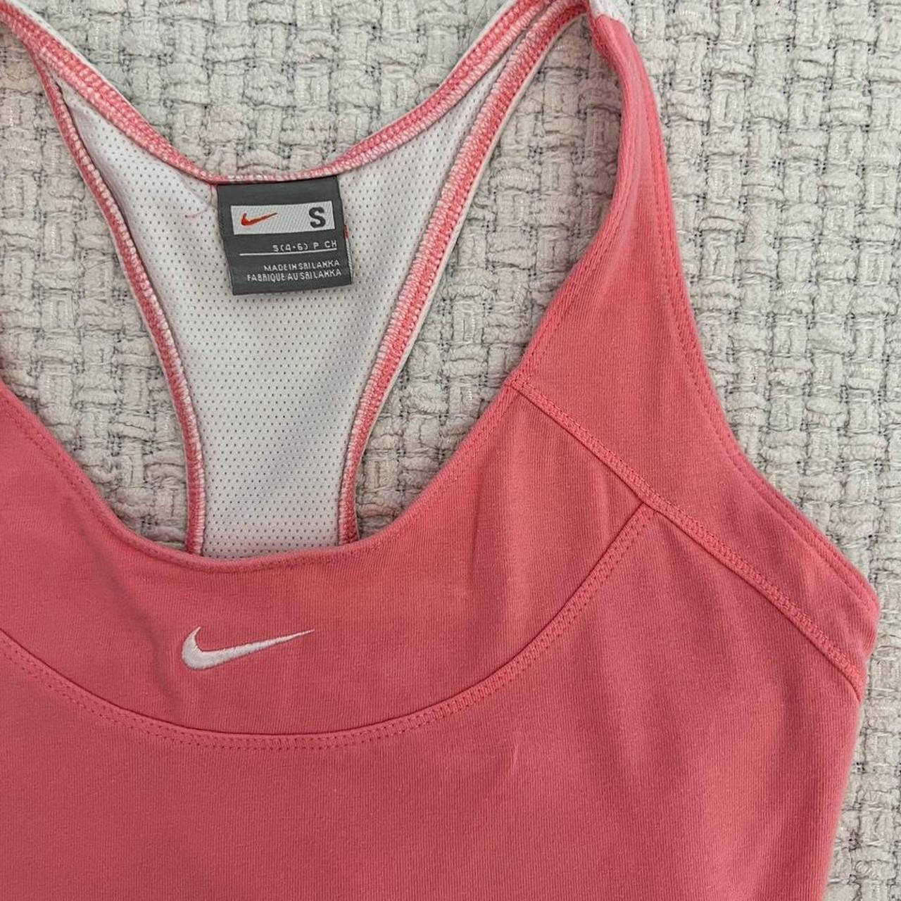 Vintage Y2K Nike Tank Top pink center swoosh racer... - Depop