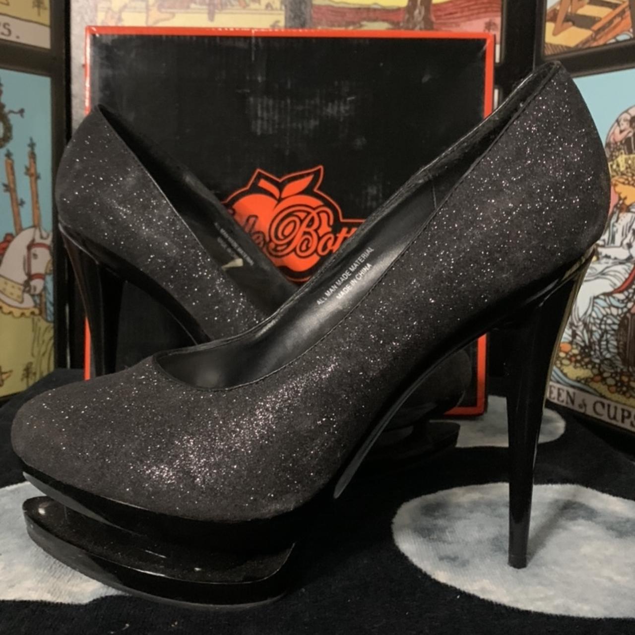 APPLE BOTTOM BLACK GLITTER STILETTO... | Depop