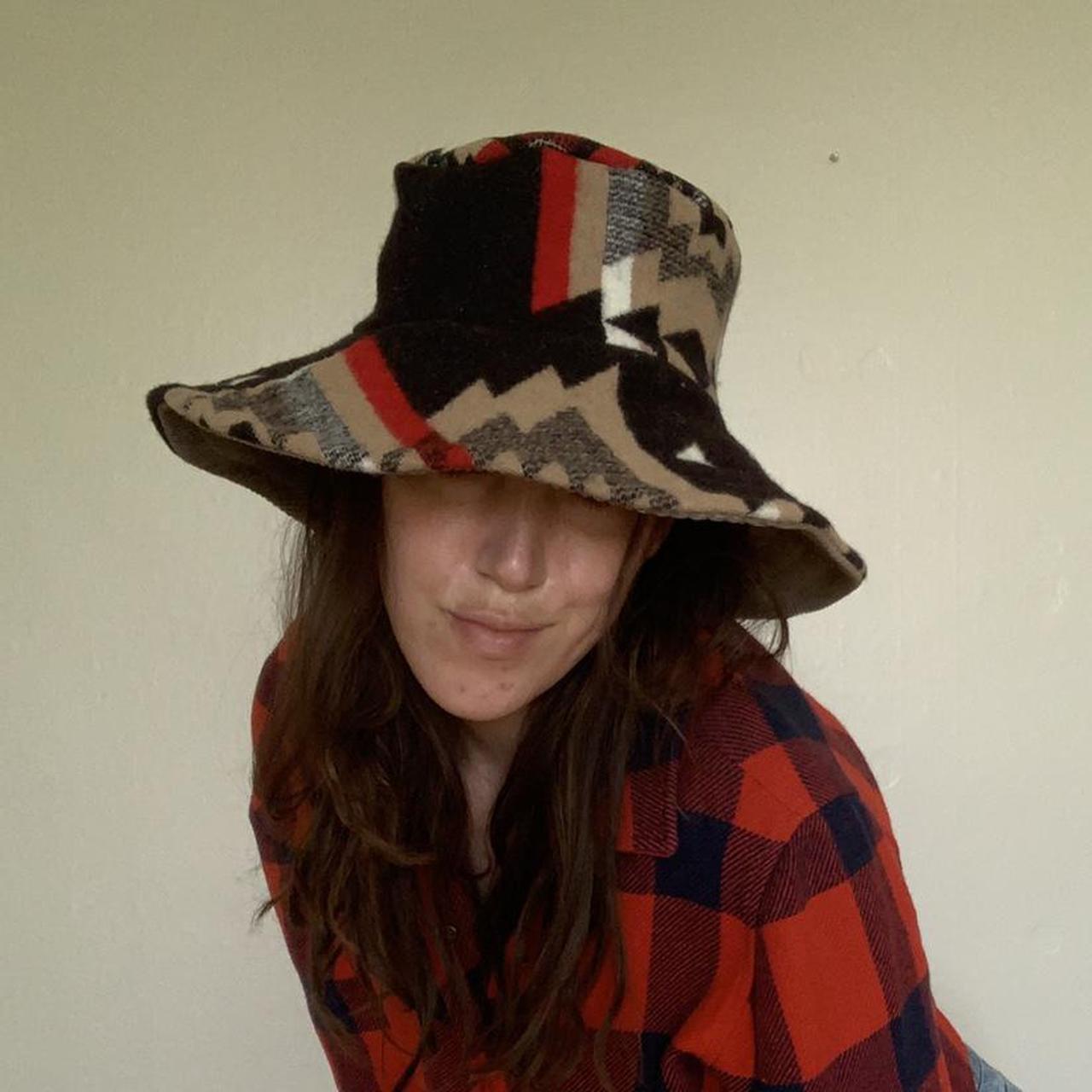 Handmade Pendleton wool wide brimmed hat. Made with... - Depop