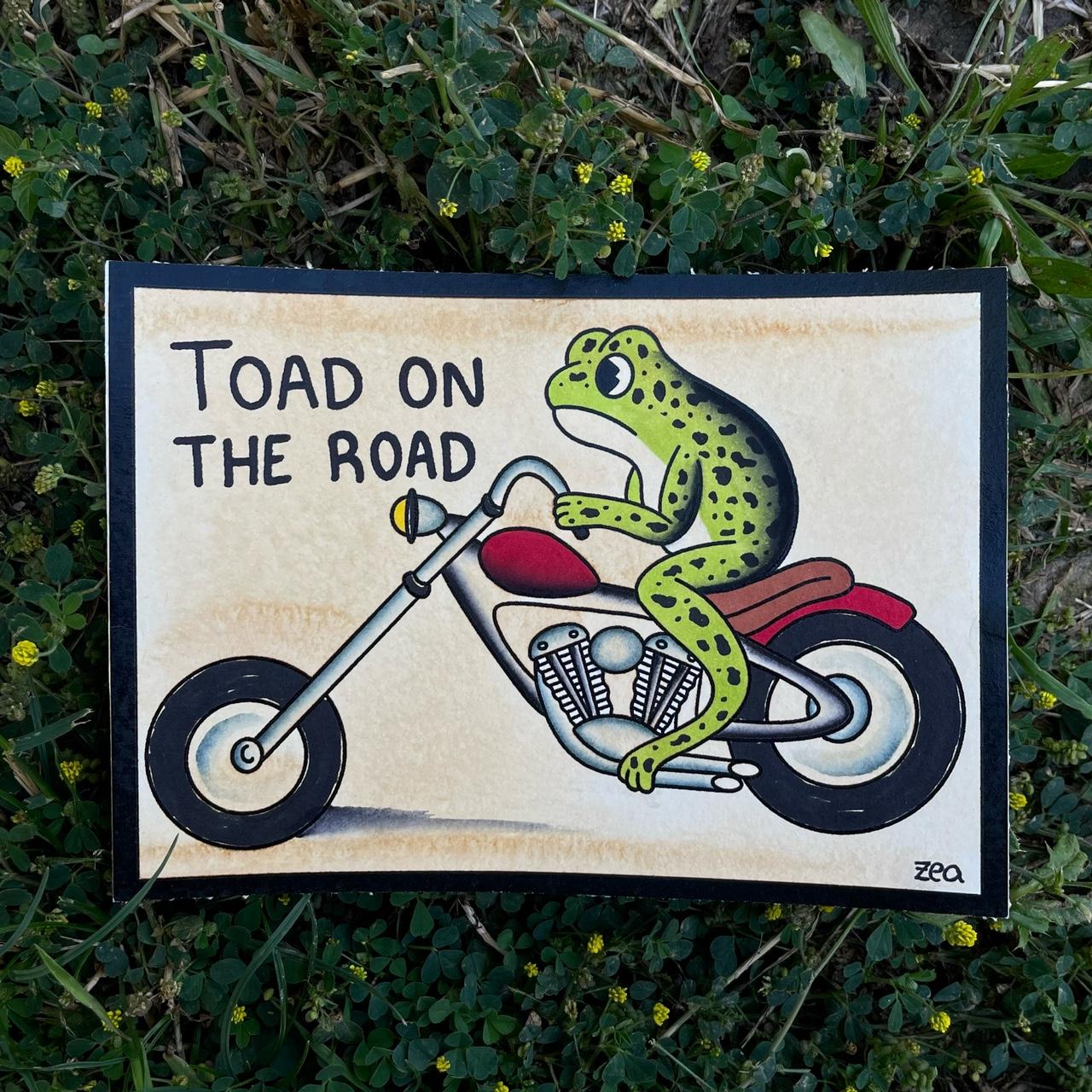 “Toad on the road” frog chopper motorcycle tattoo... - Depop