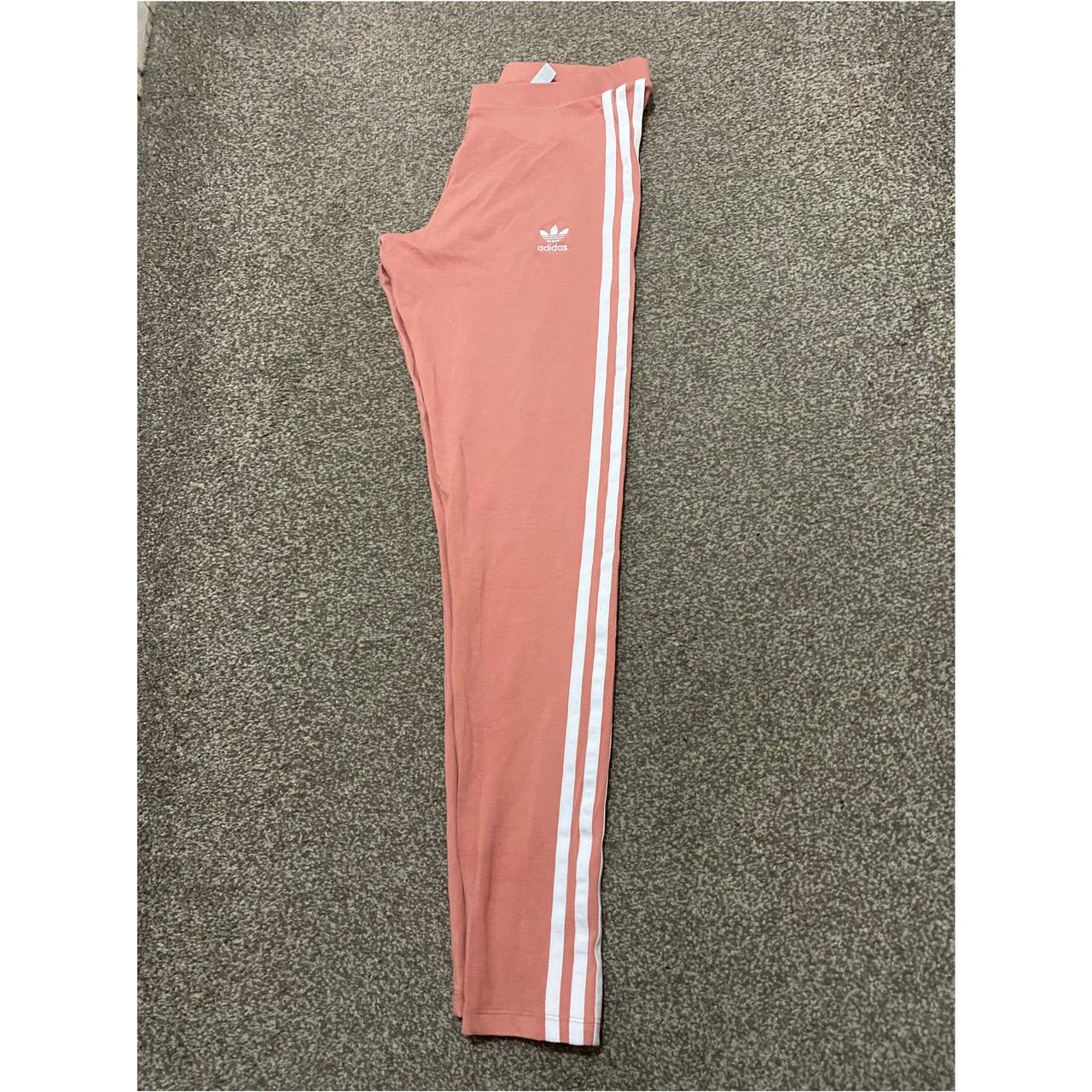 Adidas 3 stripes pink leggings UK SIZE 12 In good... - Depop