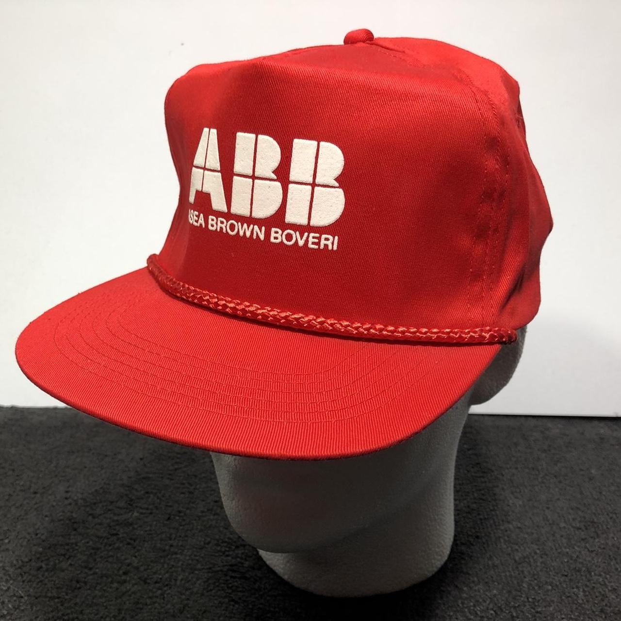 Vintage ABB Logo Promo Advertising Rope Red Trucker... - Depop