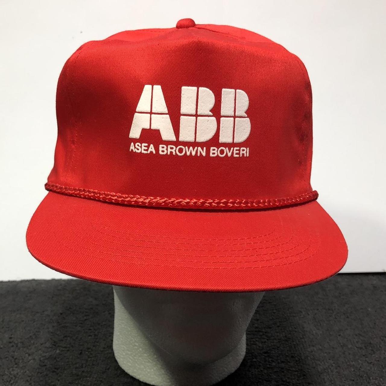 Vintage ABB Logo Promo Advertising Rope Red Trucker... - Depop