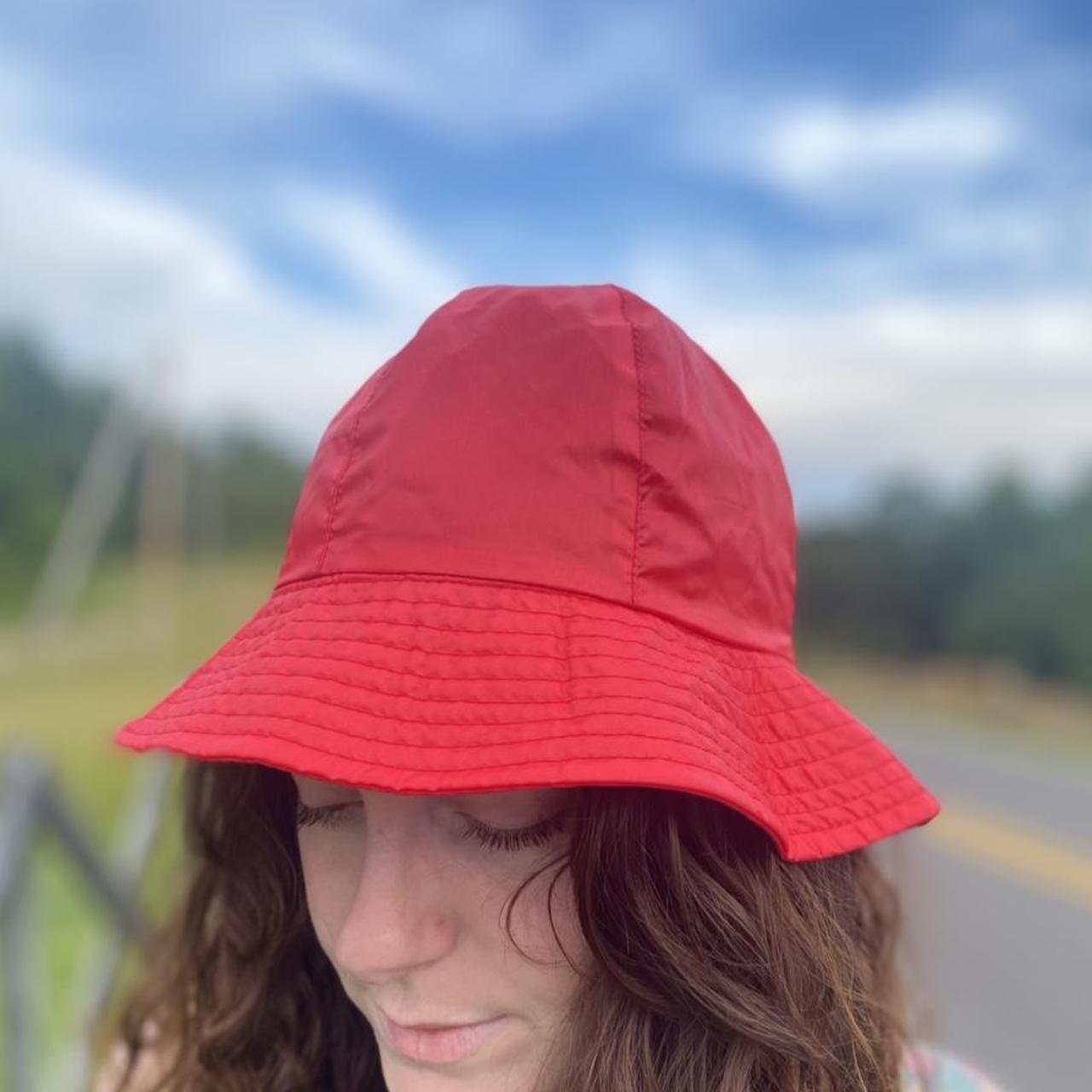 vintage bright red bucket hat. Super cute. Perfect... - Depop