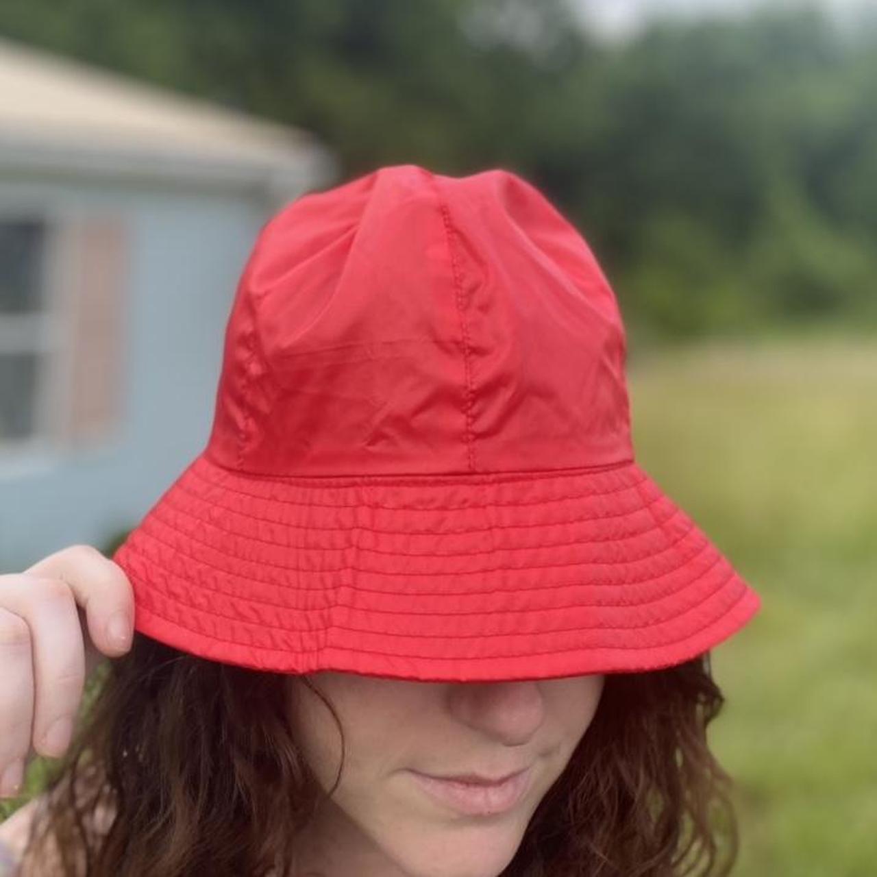 vintage bright red bucket hat. Super cute. Perfect... - Depop