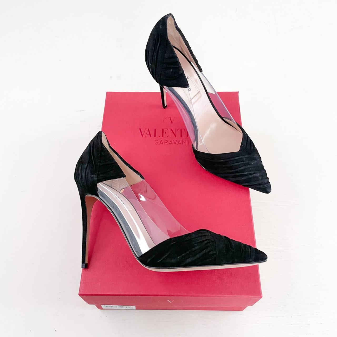 Valentino Garavani B-Drape 100mm Pumps in Black... - Depop