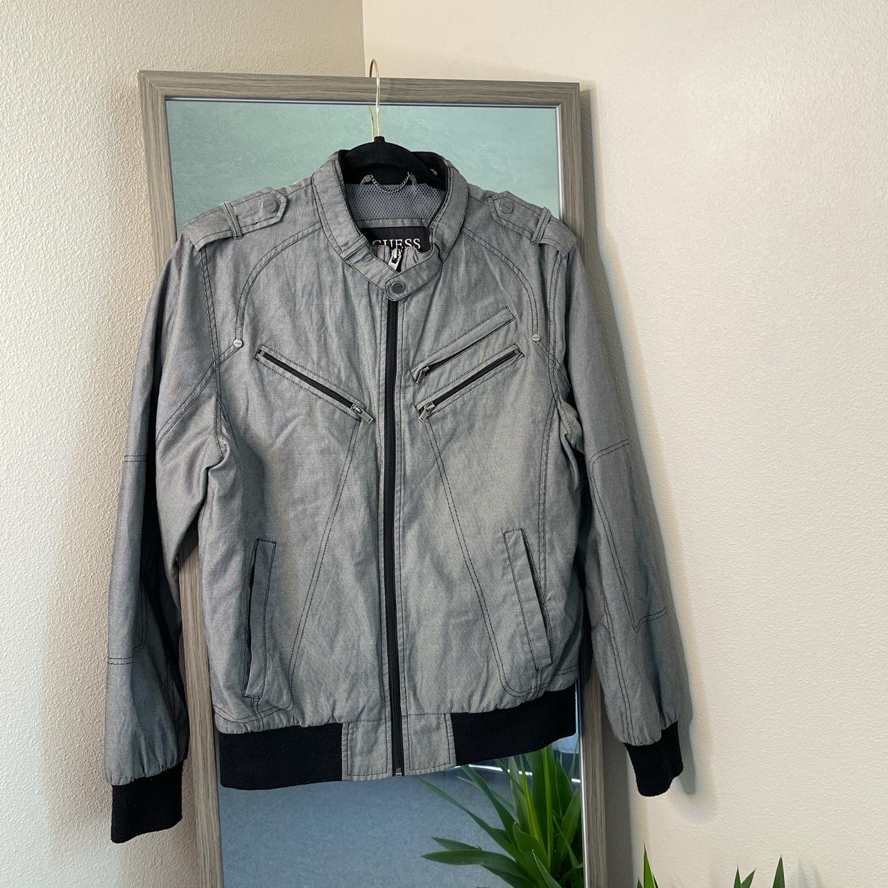 Guess Men's Grey and Silver Jacket | Depop