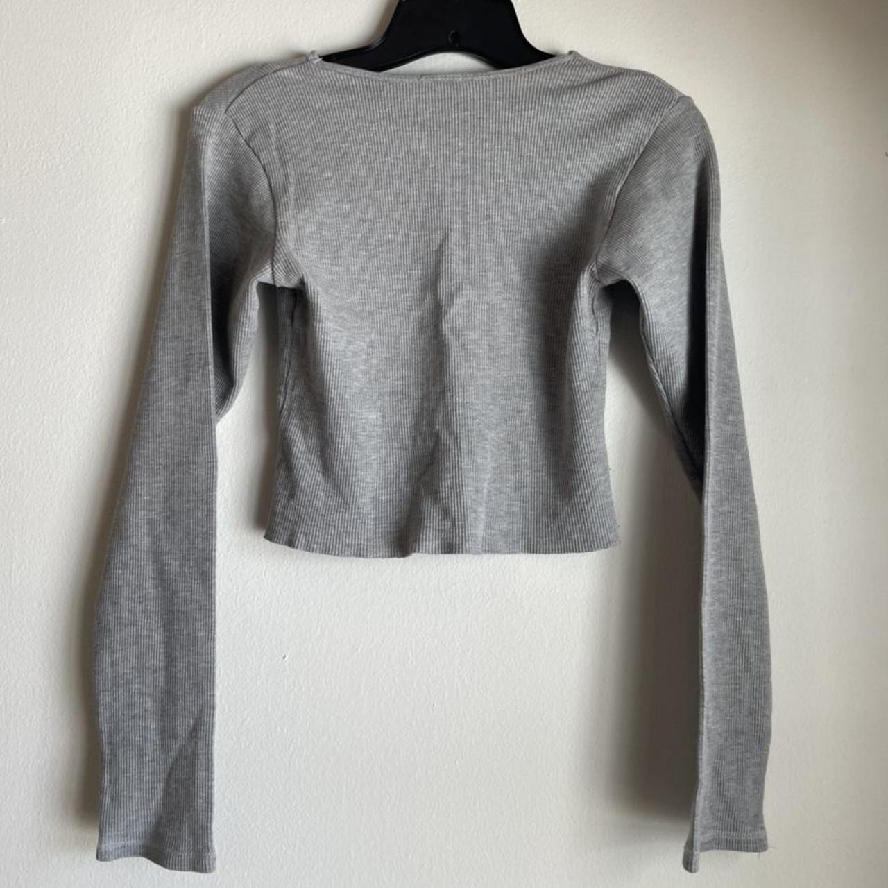 Brandy Melville Gray Thermal Crop Top Super cute,... - Depop