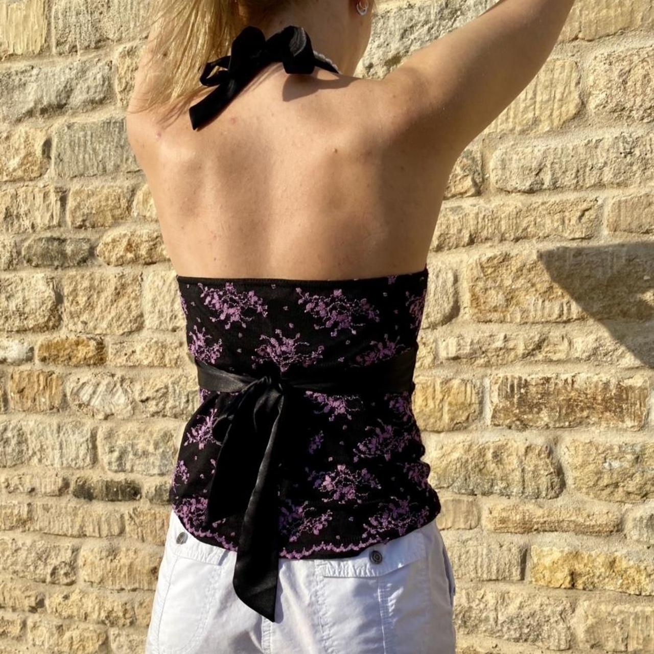 Black & Pink halter neck tie top • Absolutely... - Depop