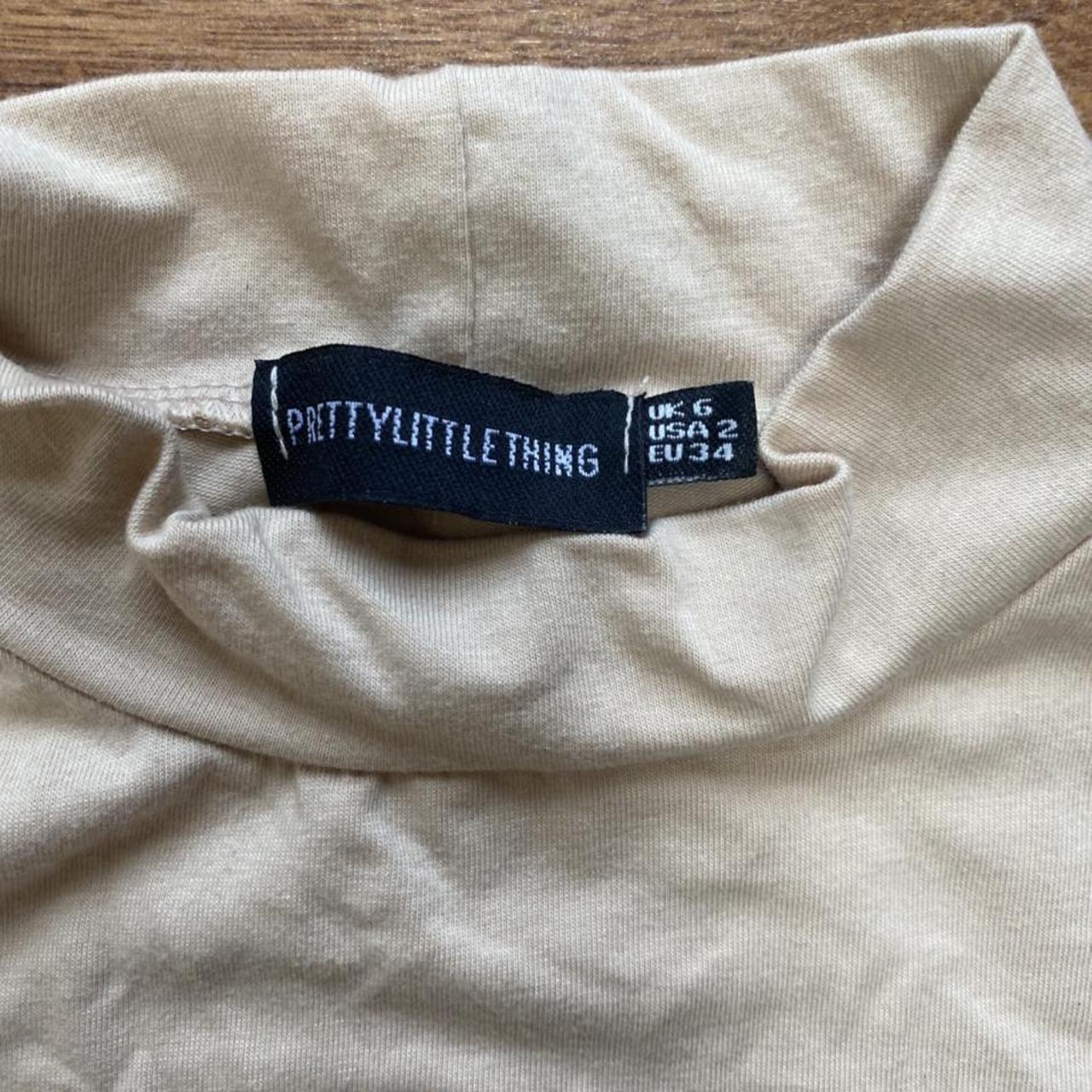 PLT long sleeve beige high neck crop top, size 6 but... - Depop