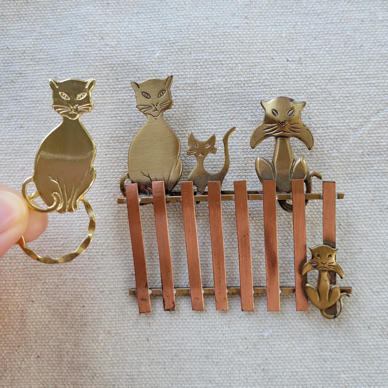 matching cat pins kitty pet broach vintage old... - Depop