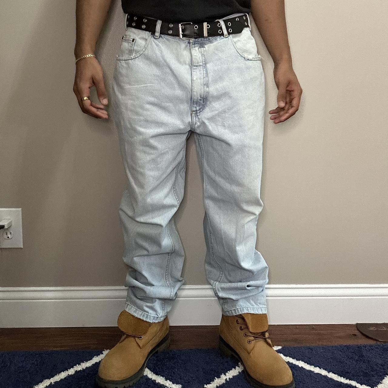 Light wash Eddie Bauer jeans (Worn in with a grunge... - Depop