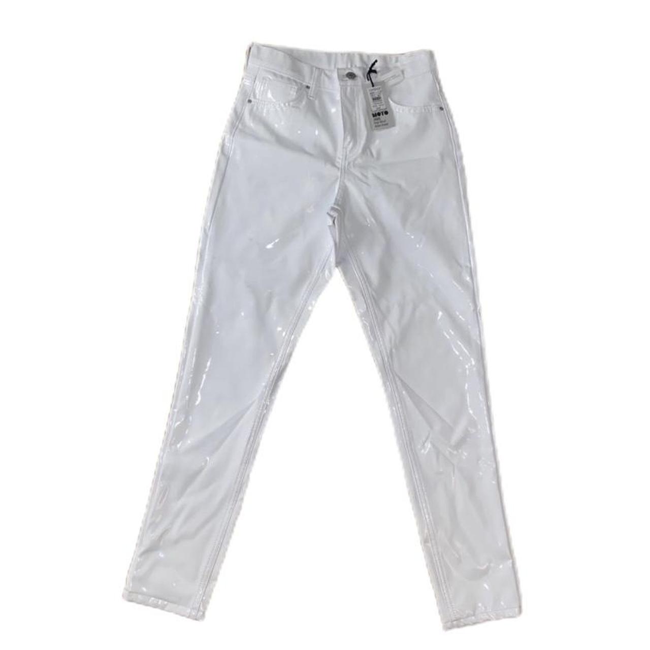 White vinyl topshop pvc high waisted trousers brand... - Depop
