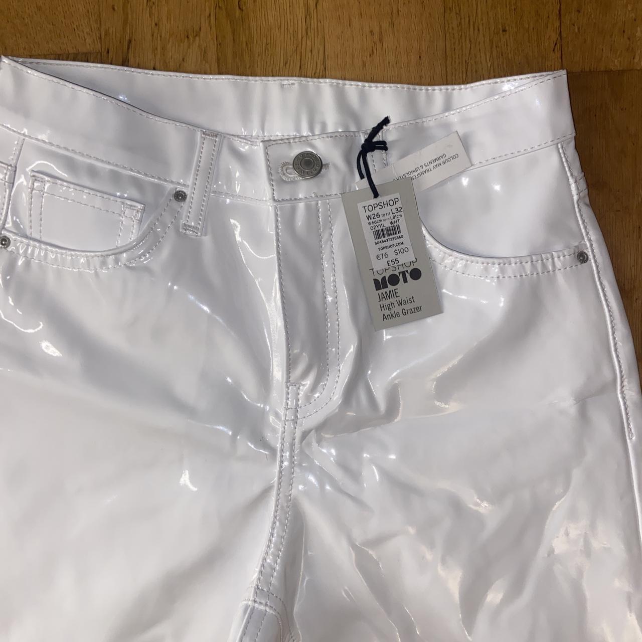 White vinyl topshop pvc high waisted trousers brand... - Depop