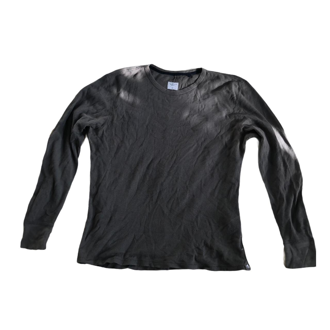 Green waffle texture long sleeve shirt from Rag &... - Depop