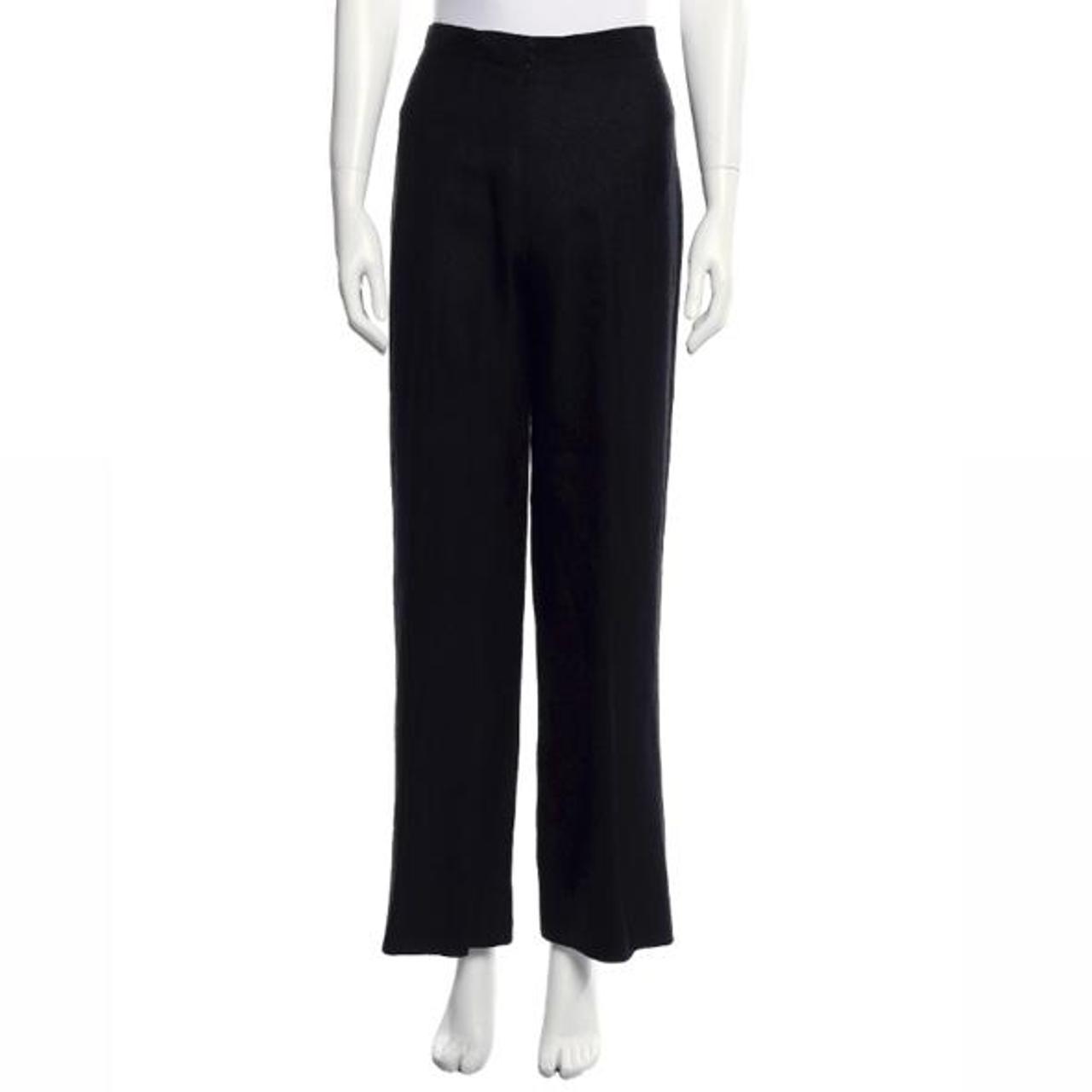 Courrèges black 100% rayon high waisted wide leg... - Depop