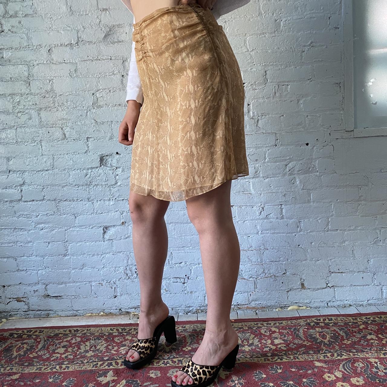 Vintage Calvin Klein snake skin silk ruched side... - Depop