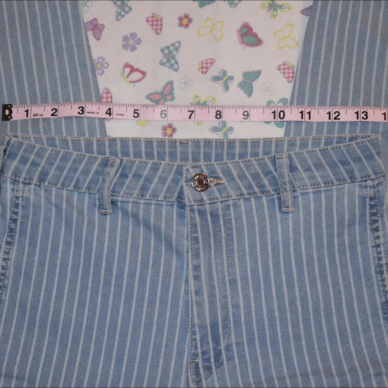 light blue and white striped skinny jeans - Depop