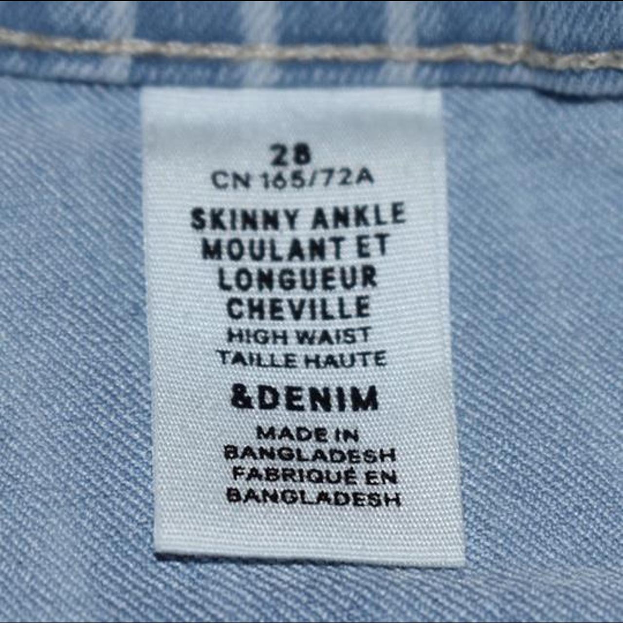 light blue and white striped skinny jeans - Depop