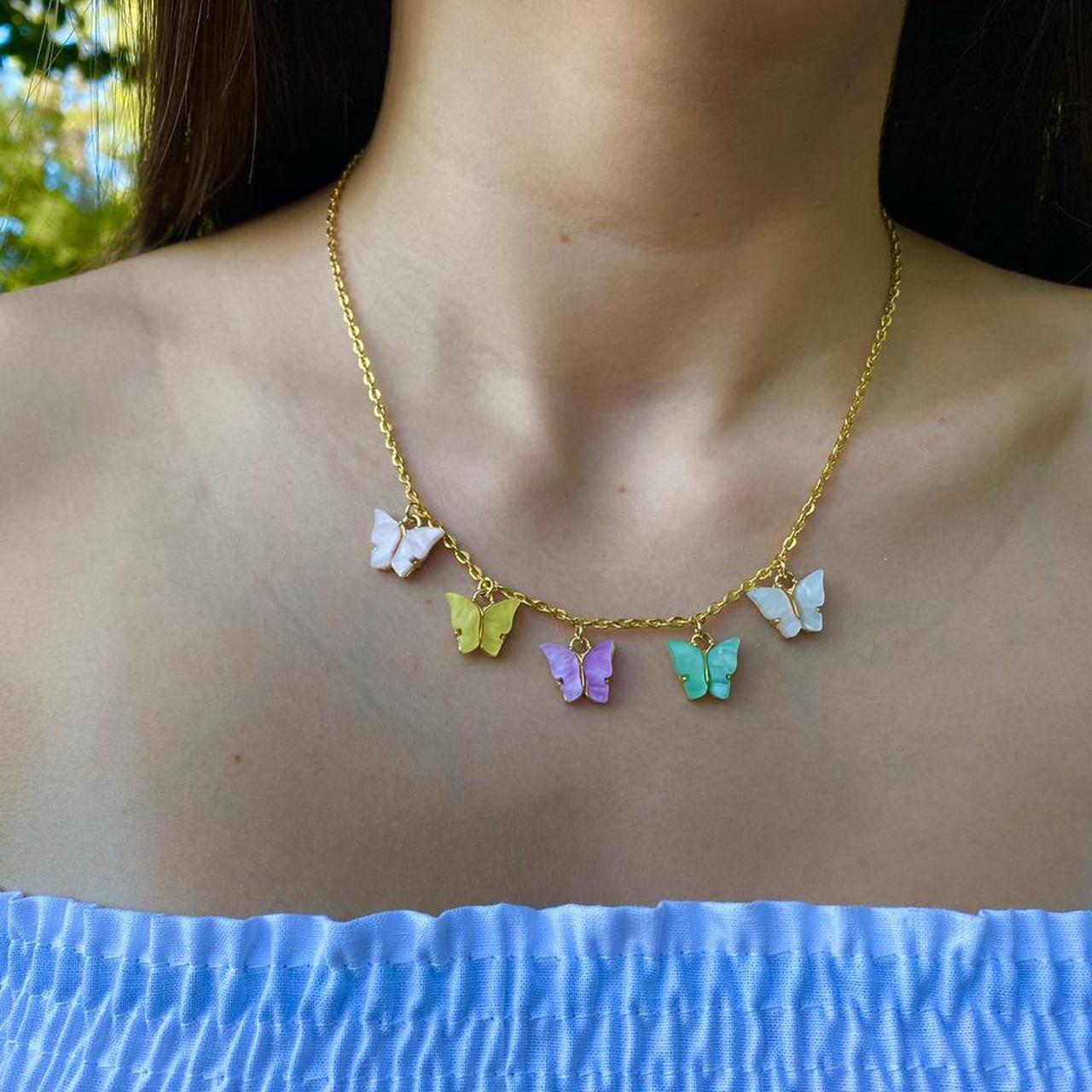 CHLOE BUTTERFLY NECKLACE 🦋 Features Colorful... - Depop
