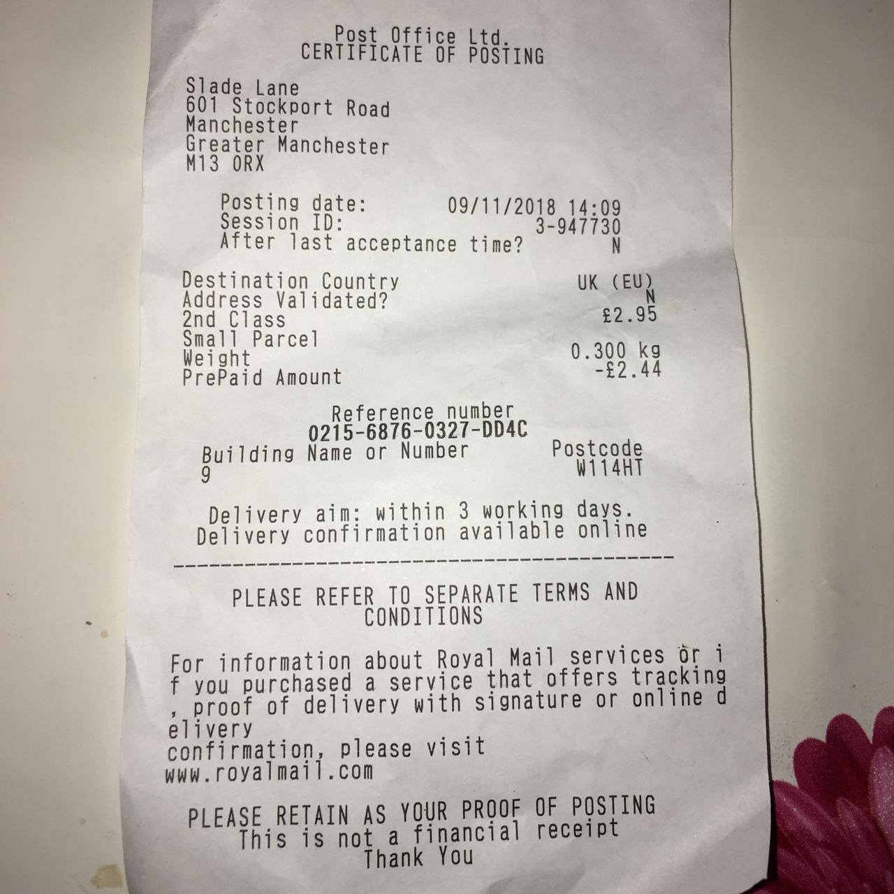 Post office receipt and ref number @reembouh - Depop