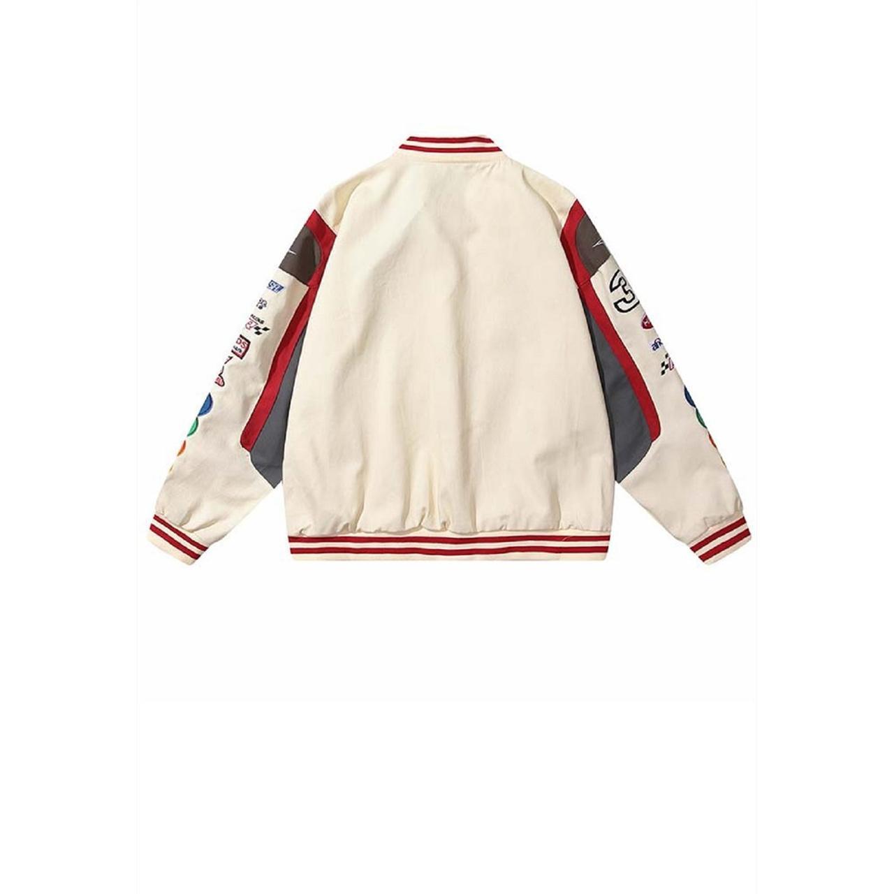 M&M candy motorcycle jacket patch Racer varsity in... - Depop