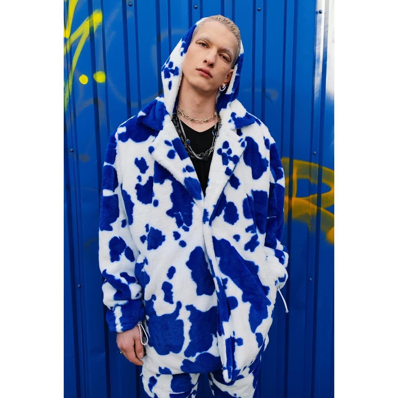 Cow fleece coat handmade 2 in1 animal print jacket... | Depop