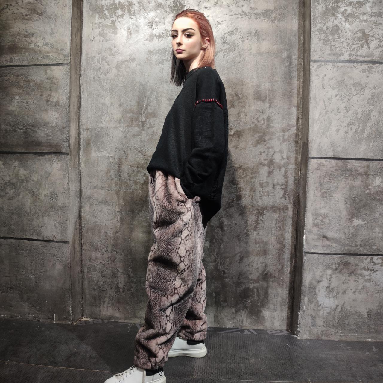 snake fleece beam joggers Korean skater hand made... - Depop