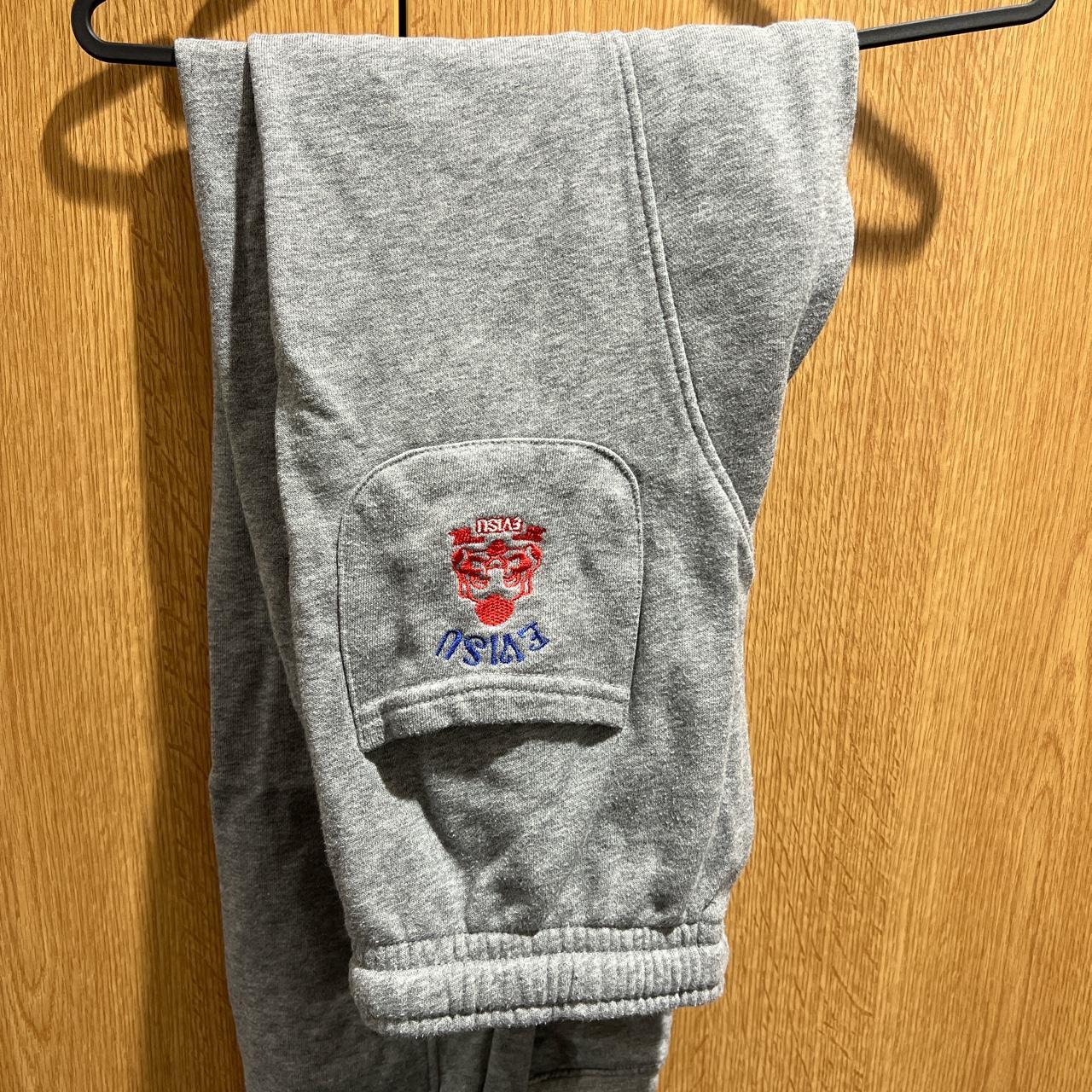 Evisu grey embroidered sweatpants in size medium.... - Depop