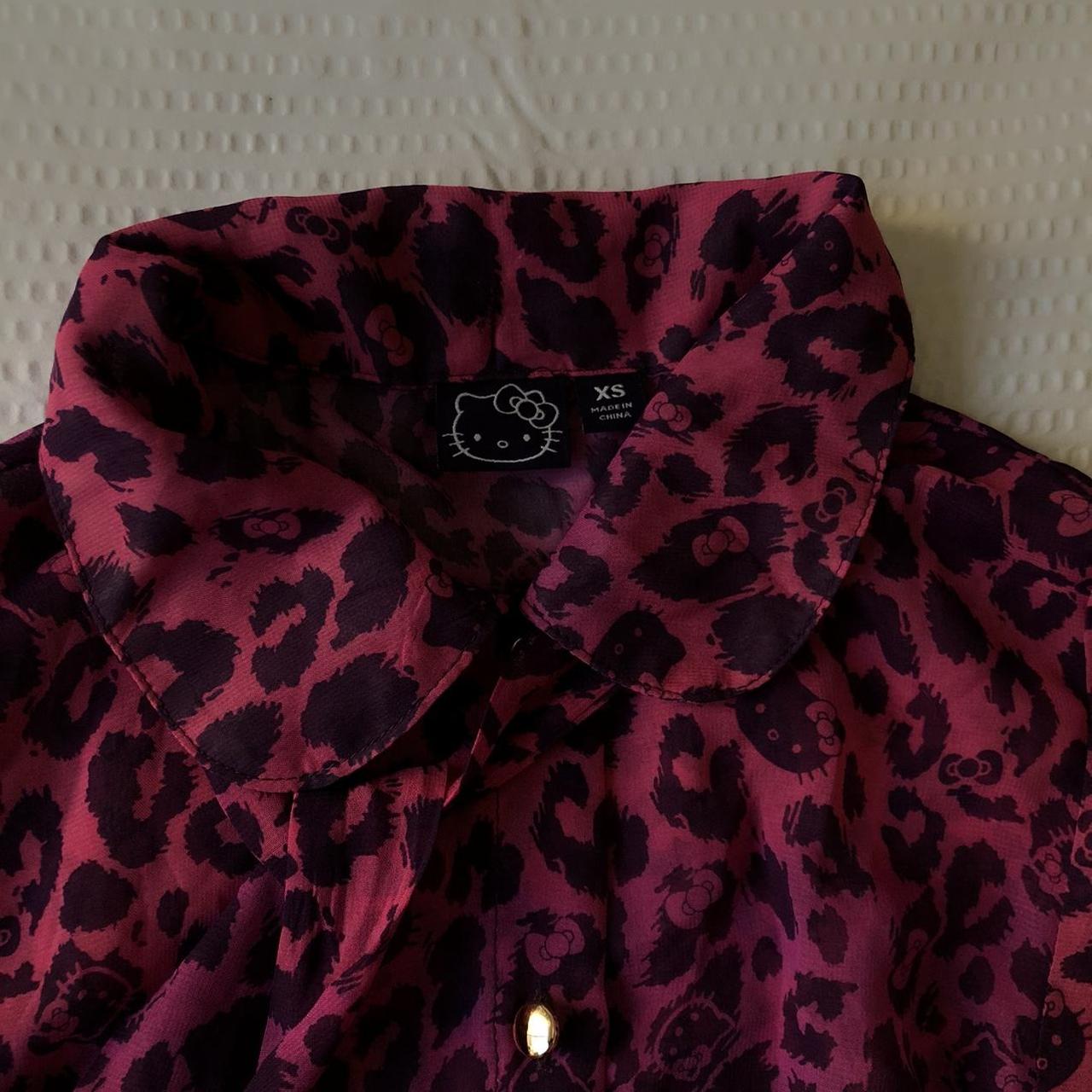 Hello Kitty Chiffon Blouse 💟💜💗 Cheetah & Hello Kitty... - Depop