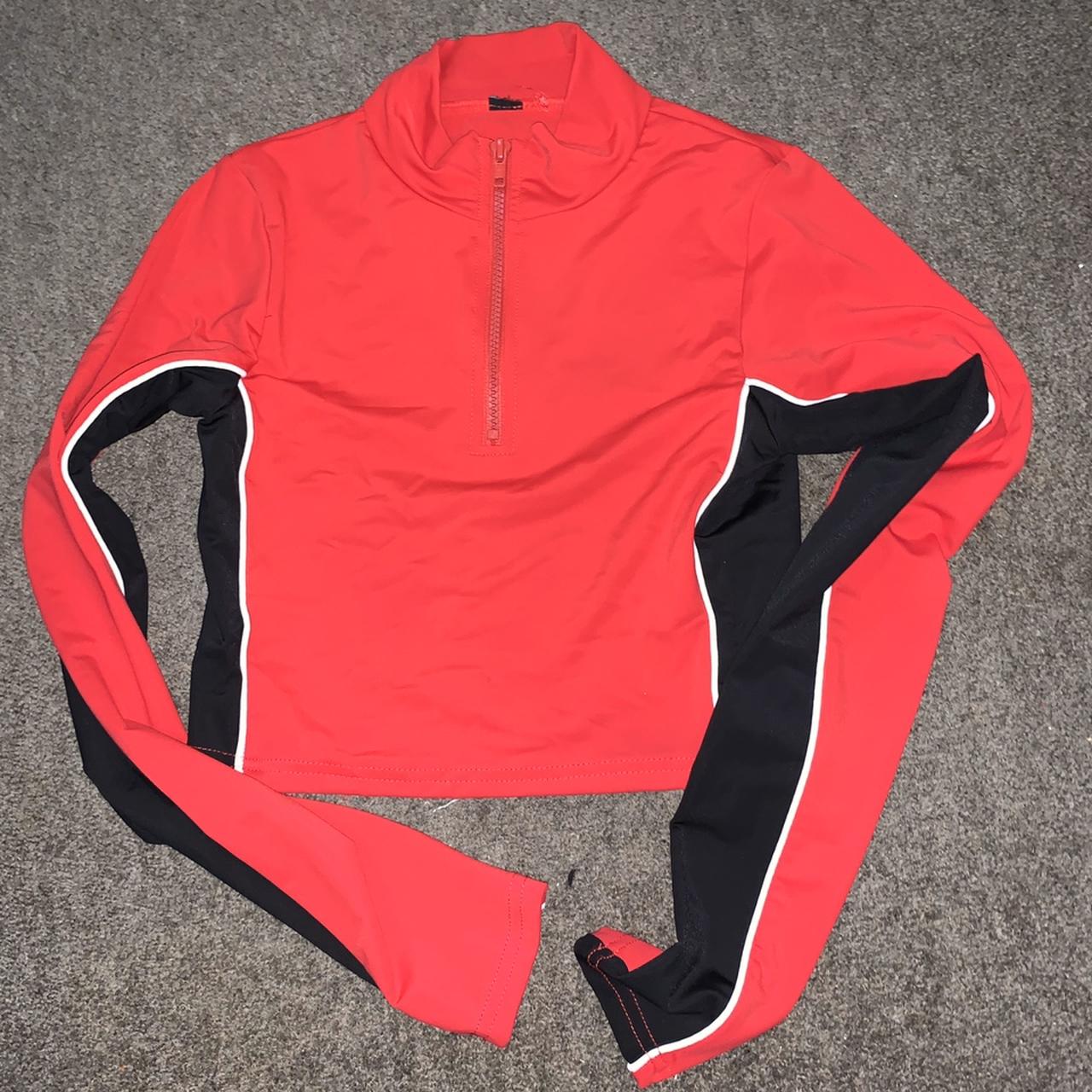 SET - Factorie red / black Lycra set with long... - Depop